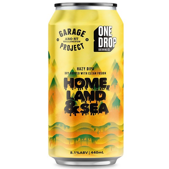 One Drop Brewing x Garage Project Home, Land & Sea Hazy Double IPA 440 ...